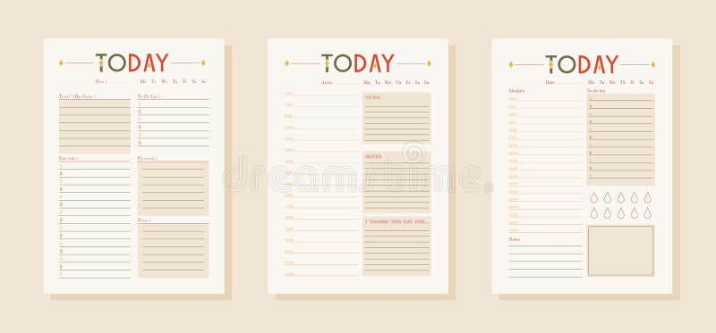 Three Vector Simple daily Planners in Minimalist Design Stock Vector ...