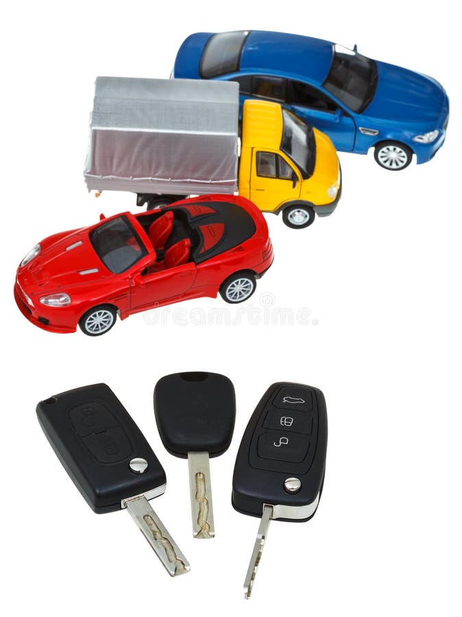 Three Vehicle Keys and Model Cars Stock Image - Image of concept ...