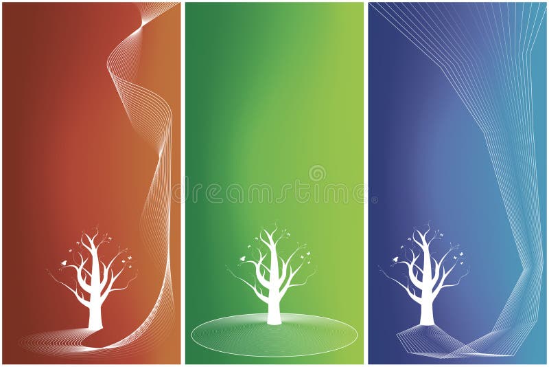 Three Versions of Floral Tree Backgrounds with but Stock Vector ...