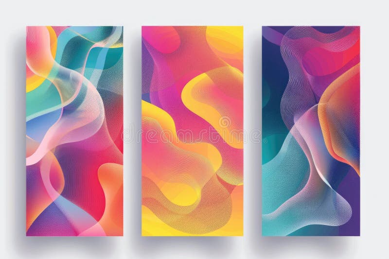 Three Vertical Banners Featuring Abstract Shapes Stock Image - Image of ...