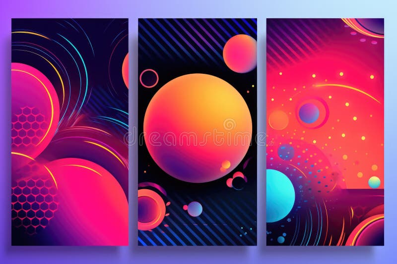 Three Vertical Banners Featuring Abstract Shapes. Suitable for Various ...