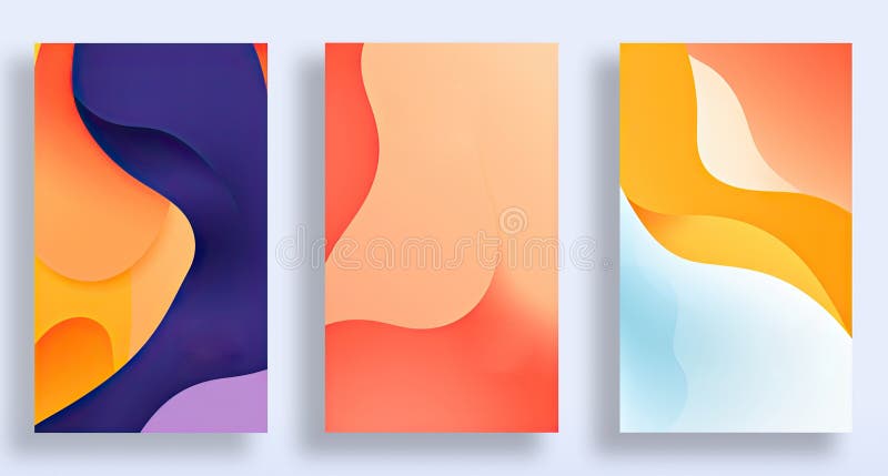 Three Vertical Banners with a Red, Yellow, and Blue Design. Stock ...