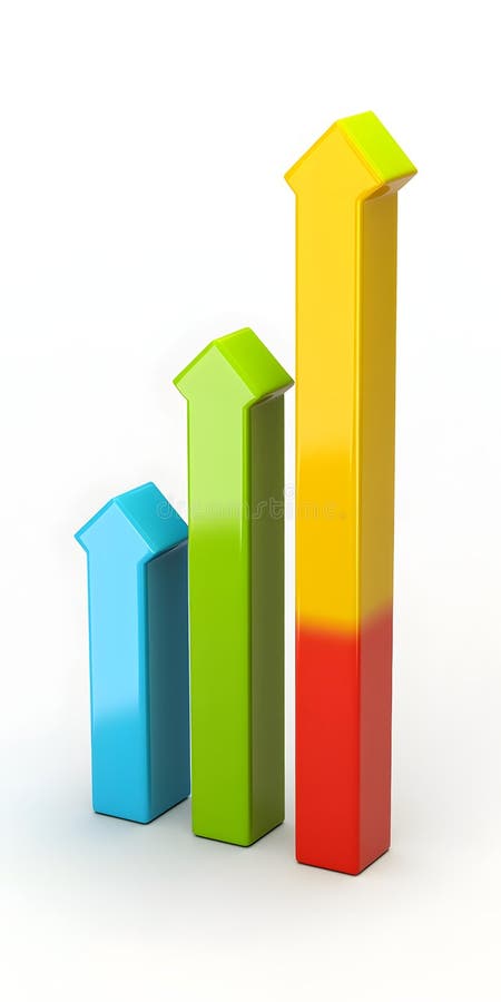 Three Vertical Bars of Varying Heights and Colors Stock Illustration ...