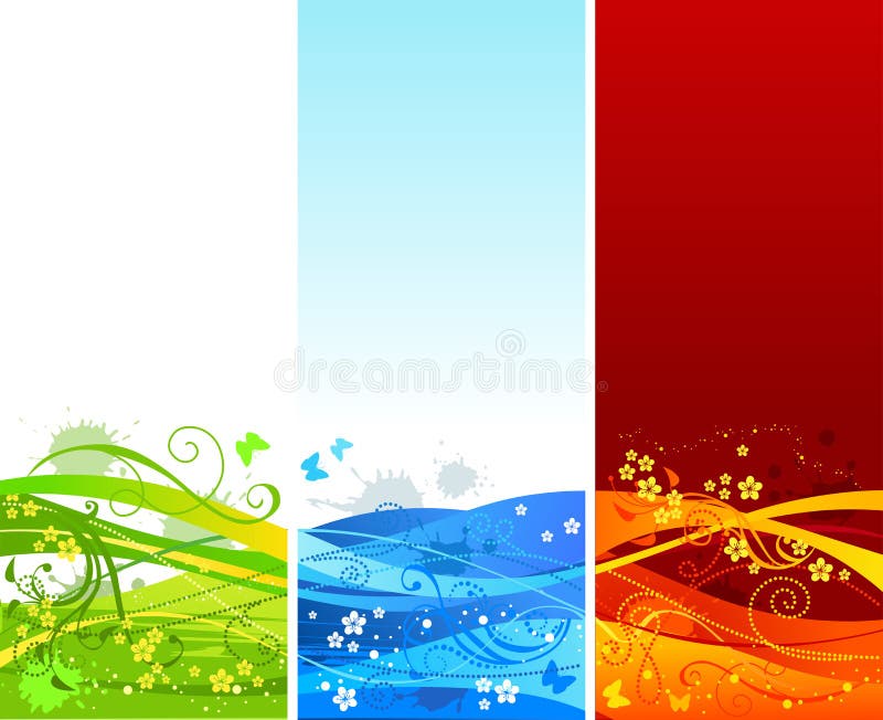 Three Vertical Floral Banners. Stock Vector - Illustration of leaf ...