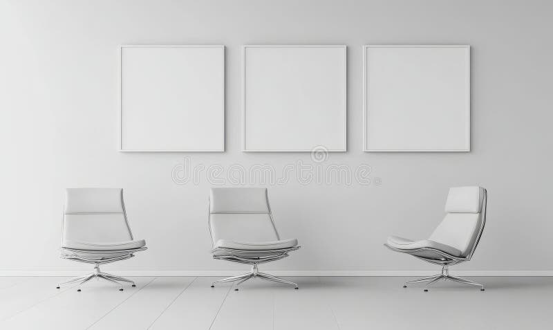 Three Vertical Frames of a Mockup are Hanging on the Wall in a Modern ...