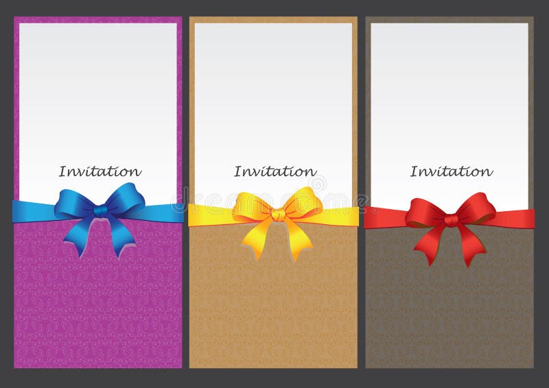 Three Vertical Invitation Card Stock Vector - Illustration of ...