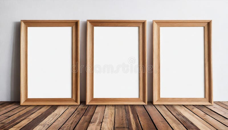 Three Vertical Modern Black Frame Mock Up in a White Room, 3d ...
