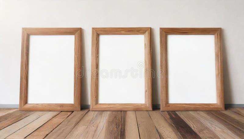 Three Vertical Modern Black Frame Mock Up in a White Room, 3d ...
