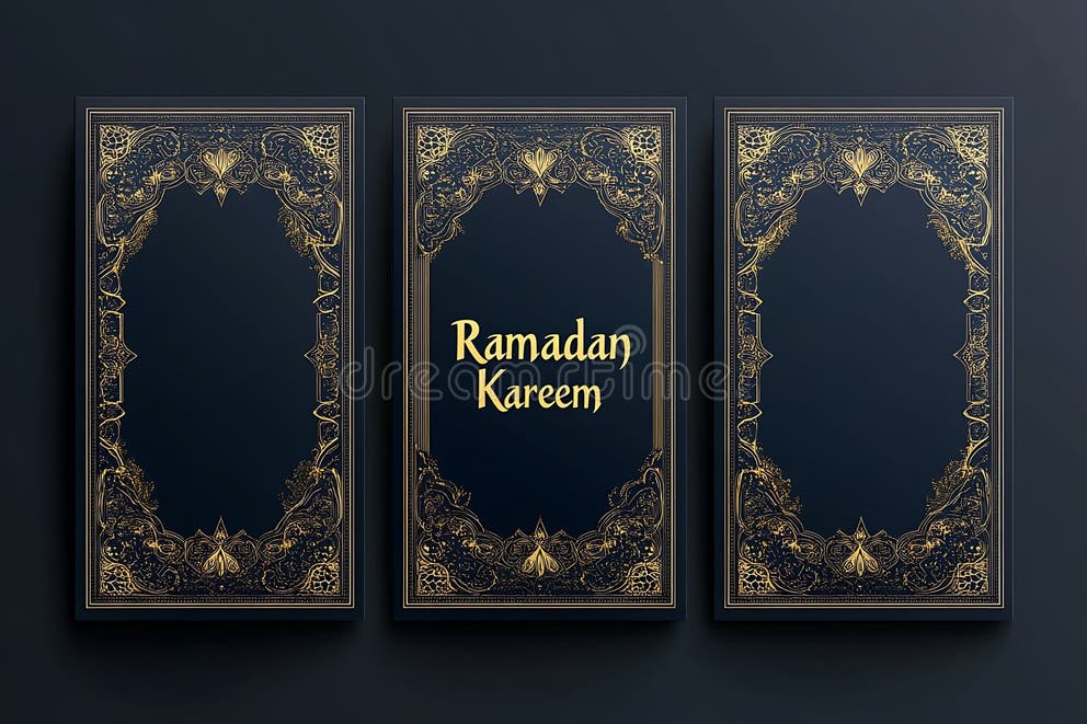 Elegant Ramadan Kareem Gold Islamic Design Frames for Greeting Cards ...