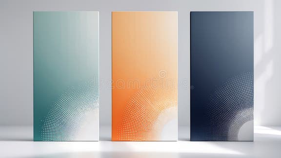 Three Vertical Rectangular Panels with Gradient Backgrounds and Radial Dot Patterns Stock ...