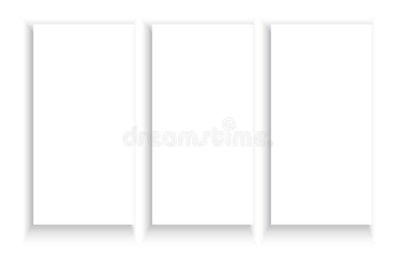 Three Vertical White Frames with Soft Shadows. Simple Minimalist Design ...