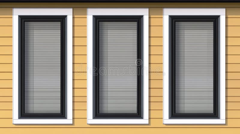 Three Vertical Windows with Blinds Stock Illustration - Illustration of ...