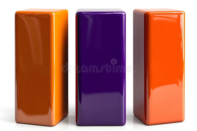 Three Vibrant Blocks in Orange, Purple, and Orange. Stock Illustration ...