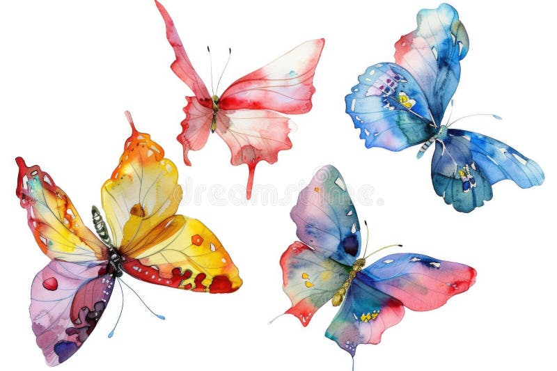 Three Vibrant Butterflies on a Plain White Backdrop. Ideal for Nature ...