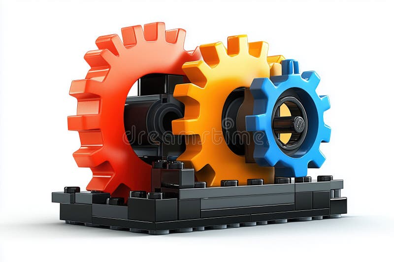 Isolated of Brightly Colored Interlocking Gears Demonstrate Mechanical ...