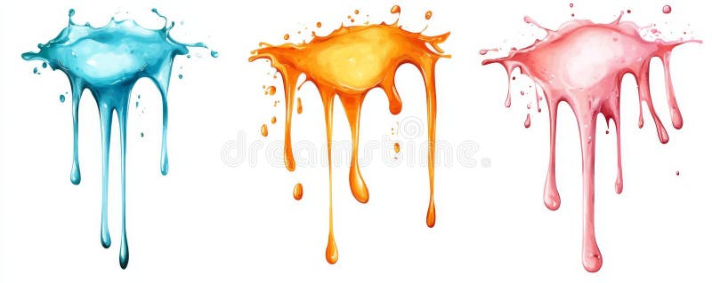 Three Vibrant Paint Splatter Patterns are Set Against a White Backdrop ...