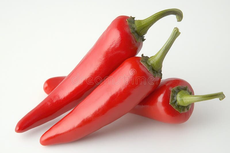 Three Vibrant Red Hot Peppers Sitting Side by Side on a Surface Stock ...