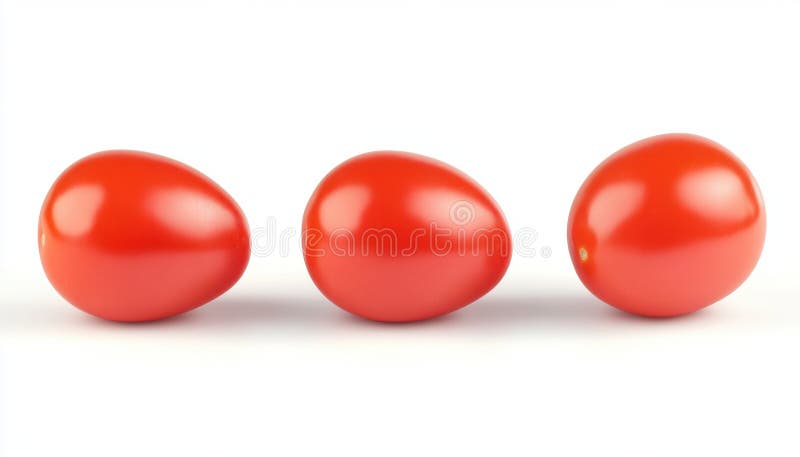 Three Vibrant Red Tomatoes Arranged on a Simple White Background Stock ...