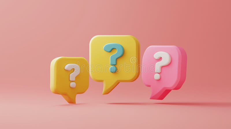 Colorful Speech Bubbles Featuring Question Marks Arranged on a Pink ...