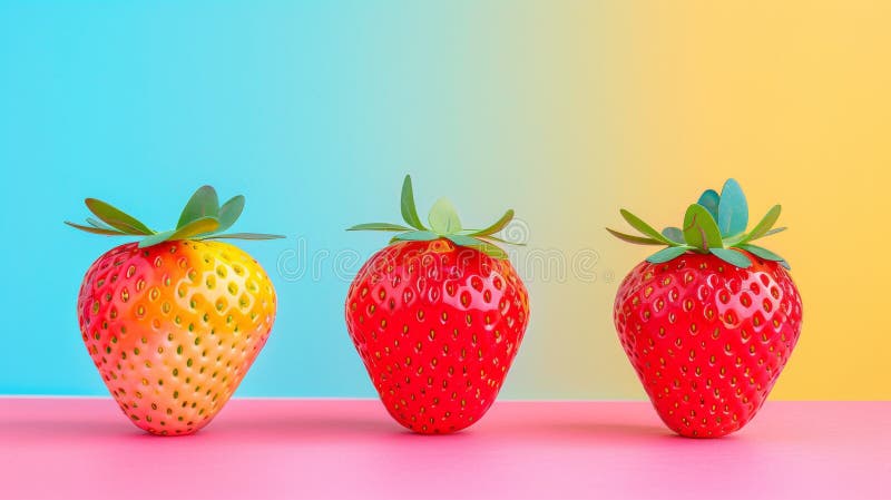 Colorful Strawberries on Pastel Background Stock Image - Image of rose ...