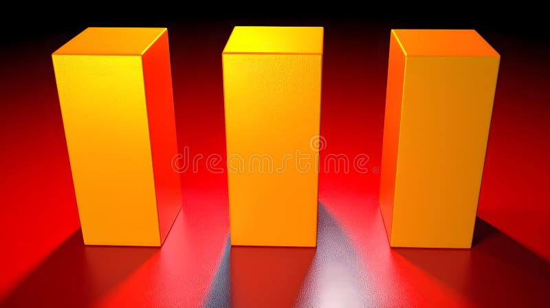 Three Vibrant Yellow Blocks on a Red Background Stock Illustration ...