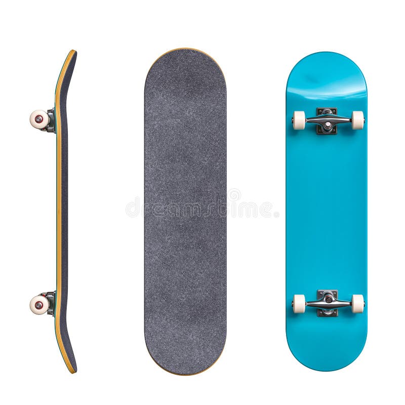 Three Views of a Modern Skateboard Isolated on White Stock Illustration ...