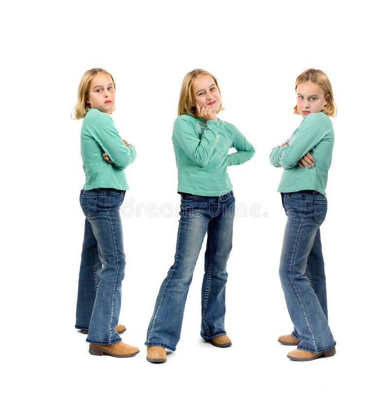 Three Views of a Young Girl Stock Image - Image of grinning, bright ...