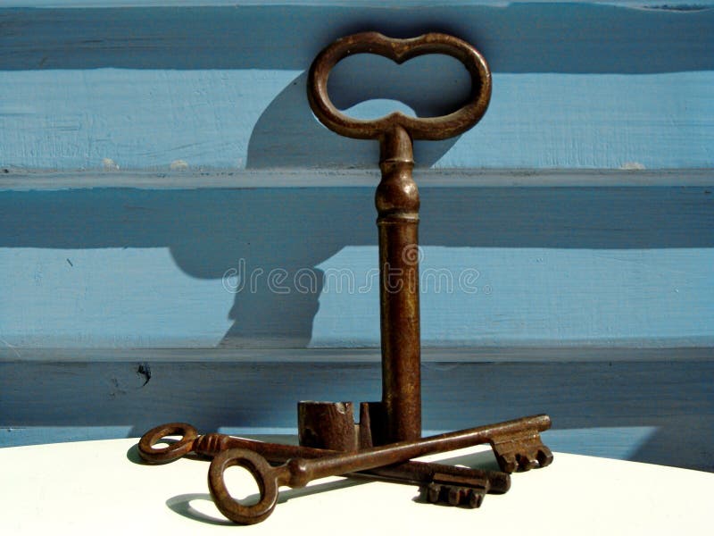 Three Vintage Iron Keys, Rusted. the Largest in Vertical Position ...