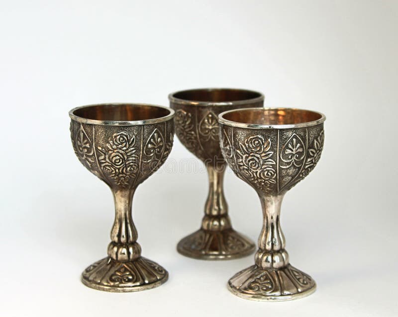 Three vintage metal Cups stock image. Image of kitchen - 97732711