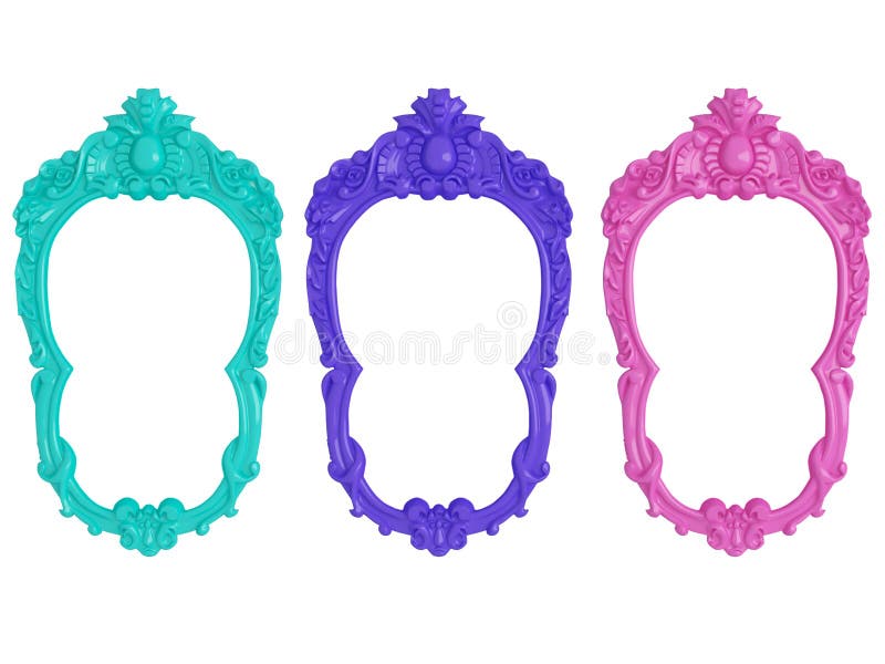 Three Vintage Picture Frames Isolated Stock Illustration - Illustration ...