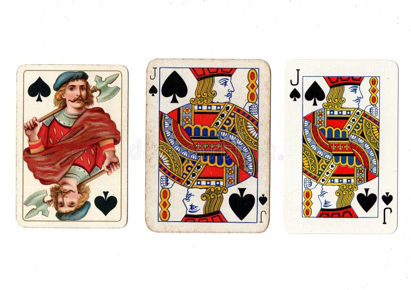 Three Vintage Playing Cards Showing a Jack of Spades in Different ...