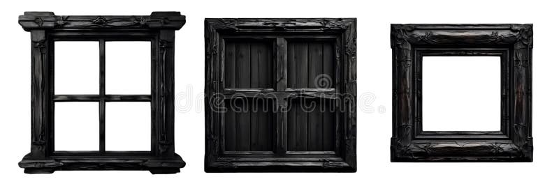 Black Wooden Window Frames for Vintage House Outdoor Exterior Design ...