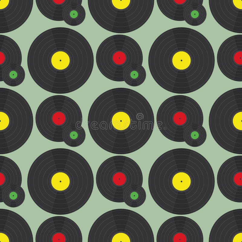 Three vinyl discs pattern stock vector. Illustration of sign - 105573012