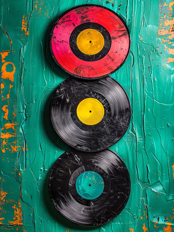 Three Vinyl Records are Stacked on Top of Each Other Stock Photo ...