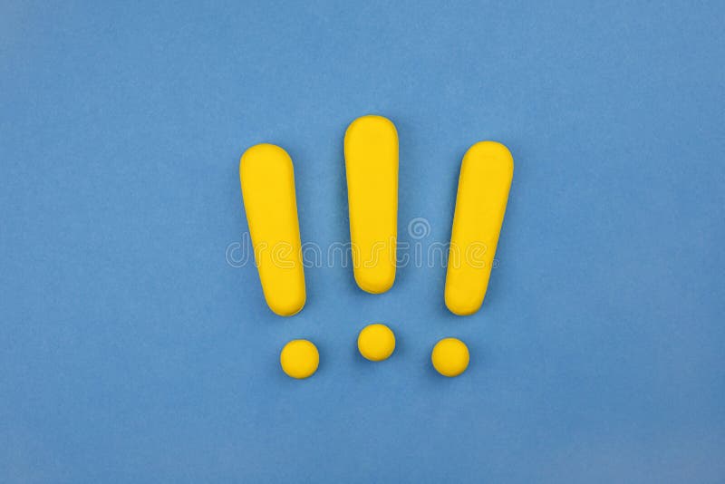 Three Vivid Exclamation Marks on Blue Background. Keep Attention ...