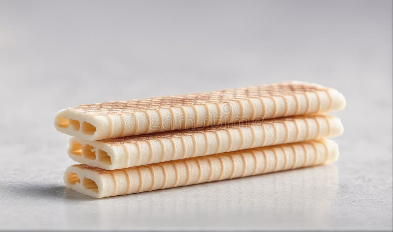 Three Wafer Cookies are Stacked on a White Surface Stock Illustration ...