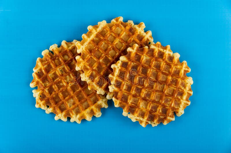 Three Wafers on Blue Table. Top View Stock Image - Image of wafer, view ...