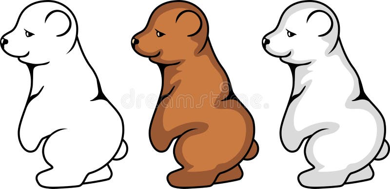 Three Walking Baby Bear Isolated on White Stock Vector - Illustration ...