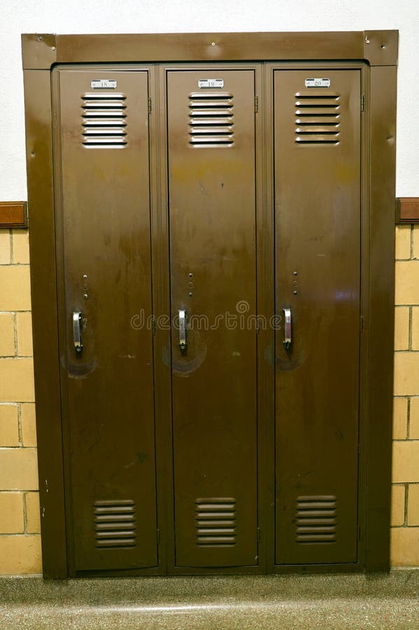 Three Wall Mounted Storage Cupboard Lockers Stock Image - Image of ...