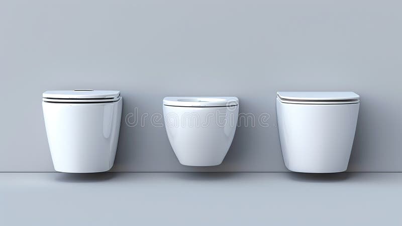 Three Wall Mounted Toilets stock illustration. Illustration of room ...