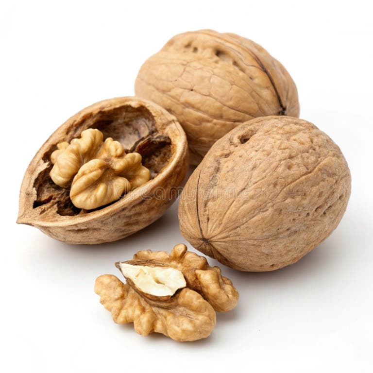 Three Walnuts Isolated on White Background Stock Illustration ...