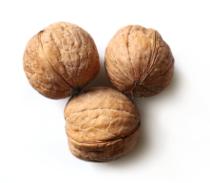 Three Walnuts on White Background Stock Image - Image of close, diet ...
