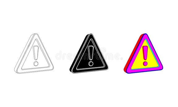 Three Warning Sign Variants Featuring Exclamation Marks in Different ...