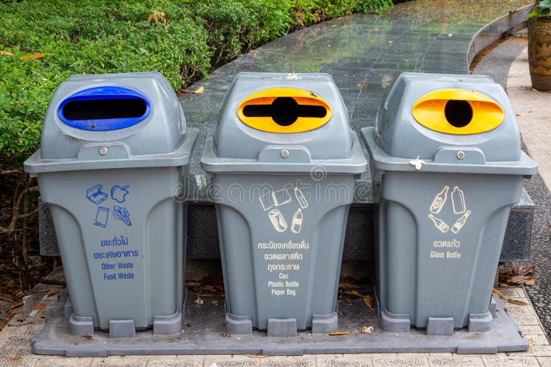 Three Waste Containers with Waste Separation by Type in a City Park ...