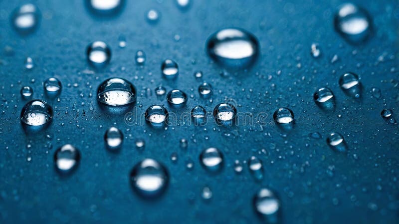 Three Water Droplets on a Blue Surface, Capturing Purity and Simplicity ...