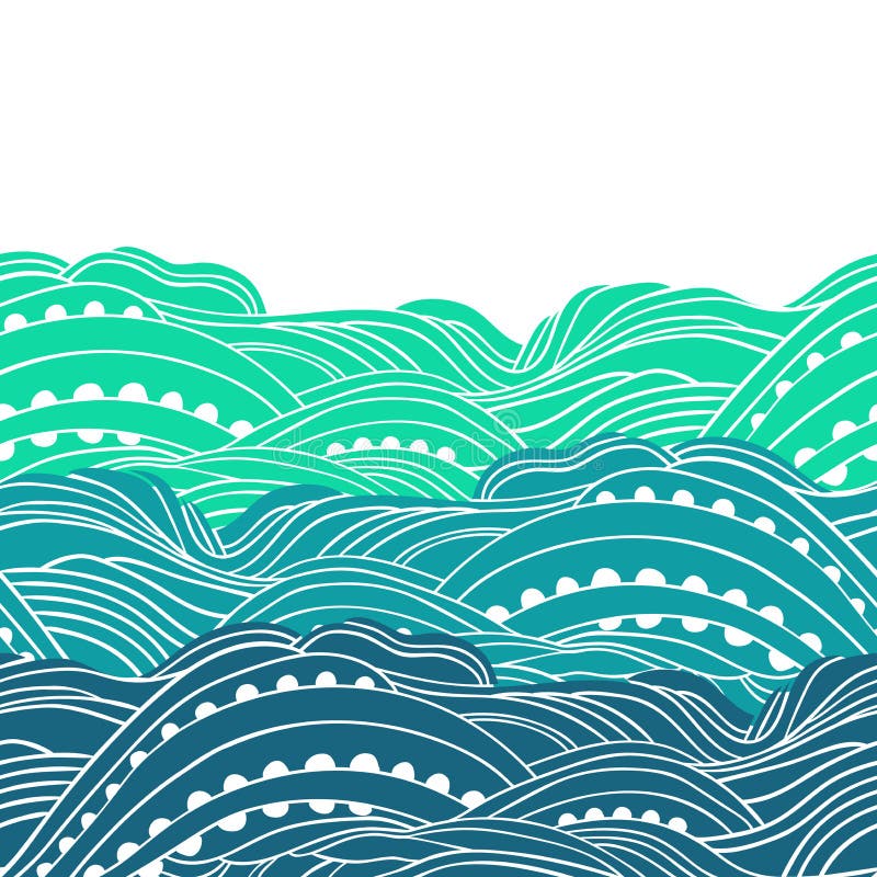 Three Waves Horizontal 2 stock vector. Illustration of marine - 68695281