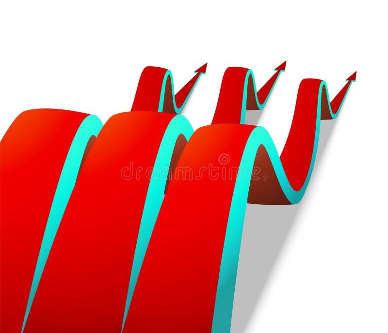 Three Wavy Red Arrows with Profile of Turquoise Stock Vector ...