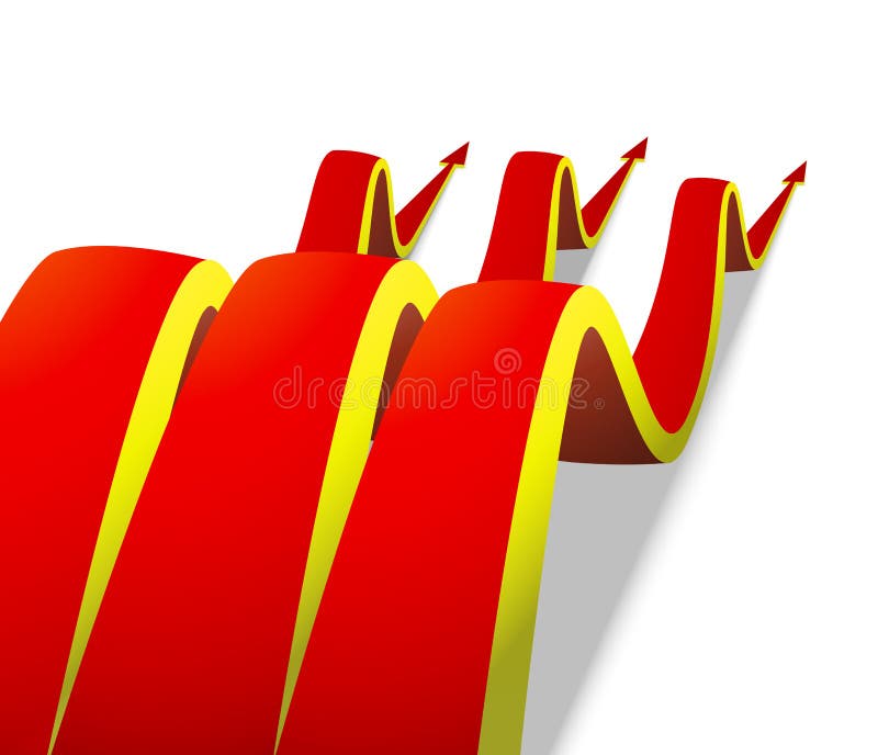 Three Wavy Red Arrows with Profile Yellow Stock Vector - Illustration ...