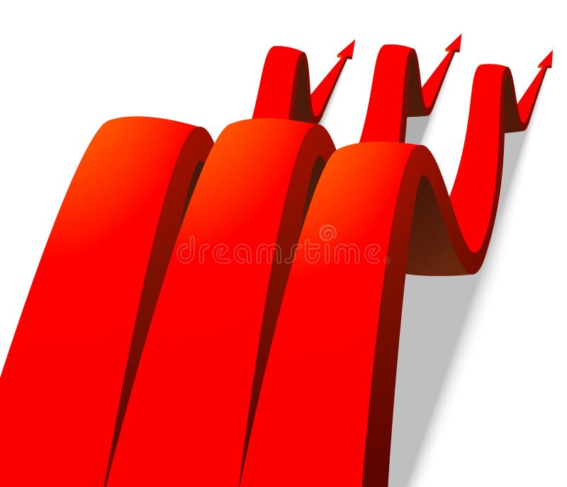 Three Red Arrows Go Up the Color Waves Stock Vector - Illustration of ...