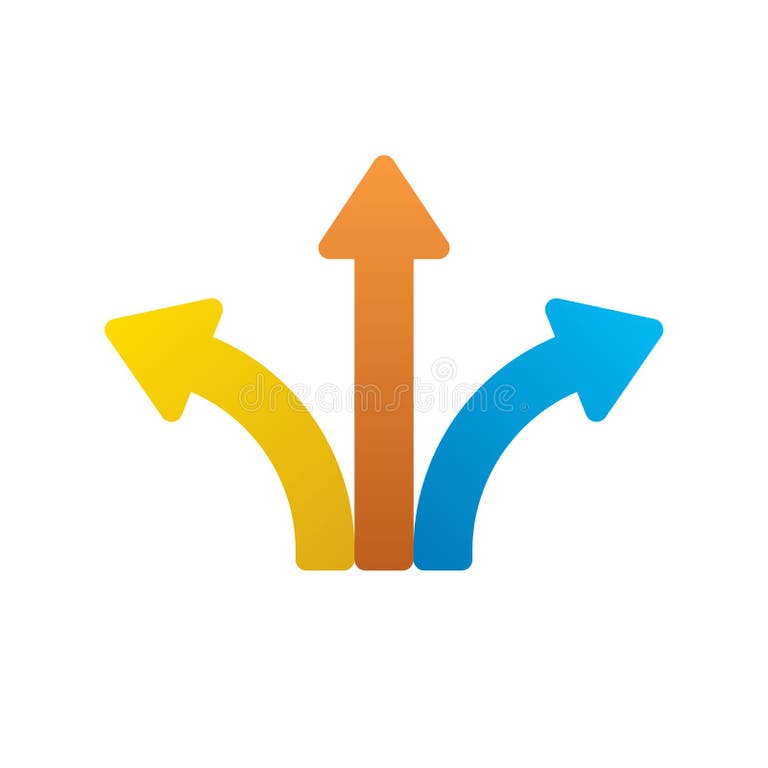 Three Way Arrow Color Icon in Rounded Corner Stock Vector ...